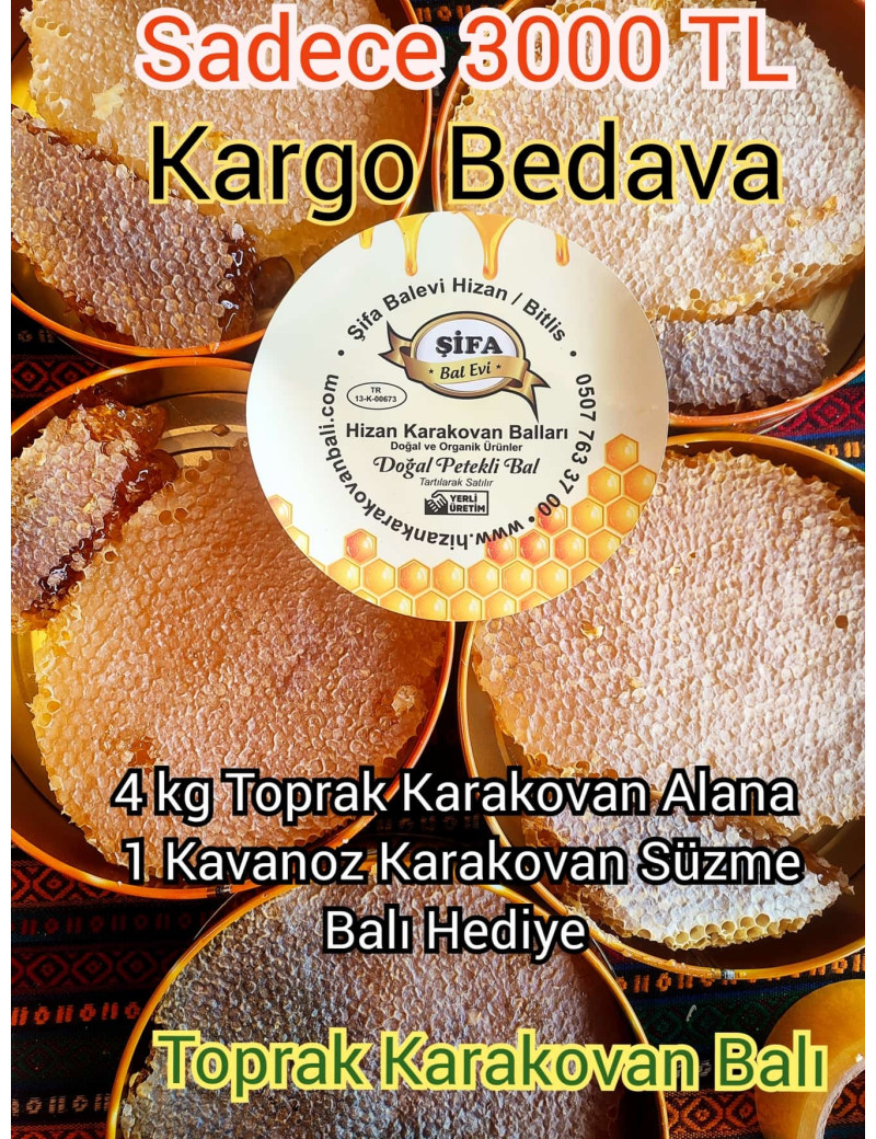4 kg Sepet Karakovan Balı Alana Karakovan süzme balı Hediye